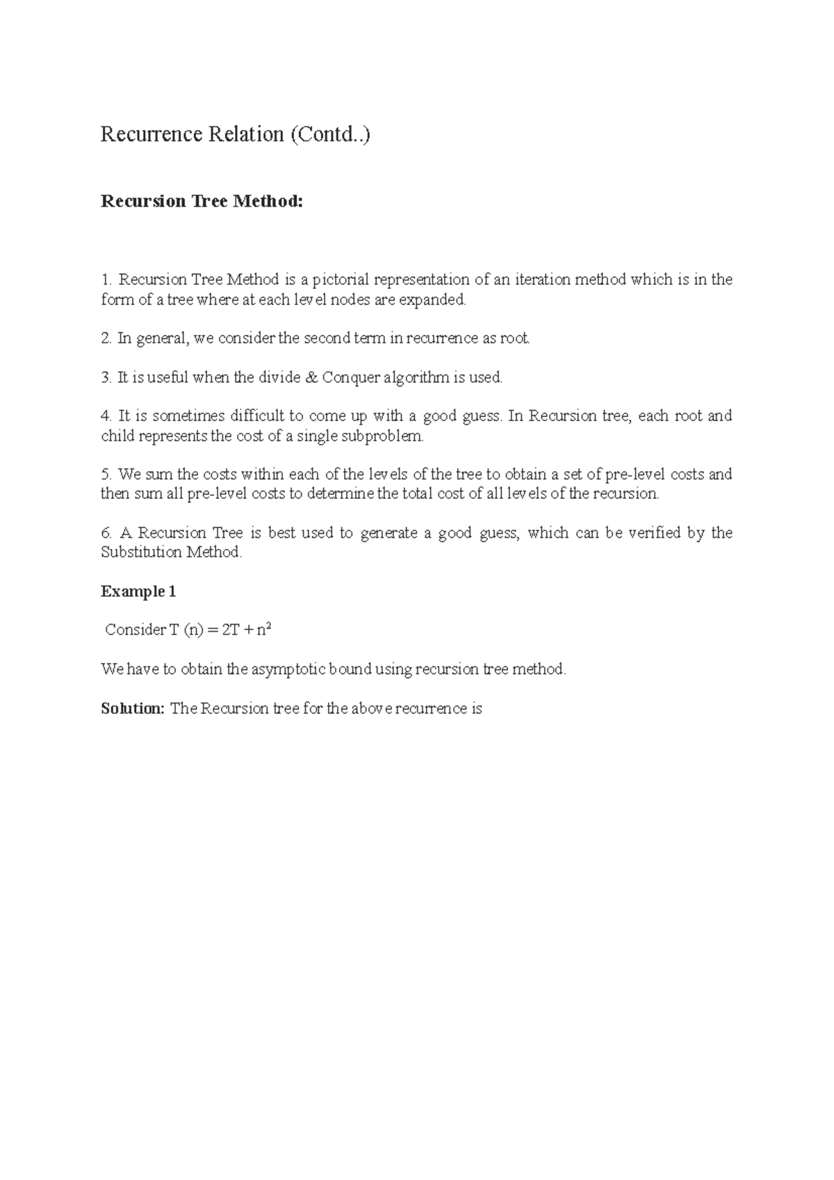 Lecture Topic 1 Daa Notes Recurrence Relation Contd Recursion