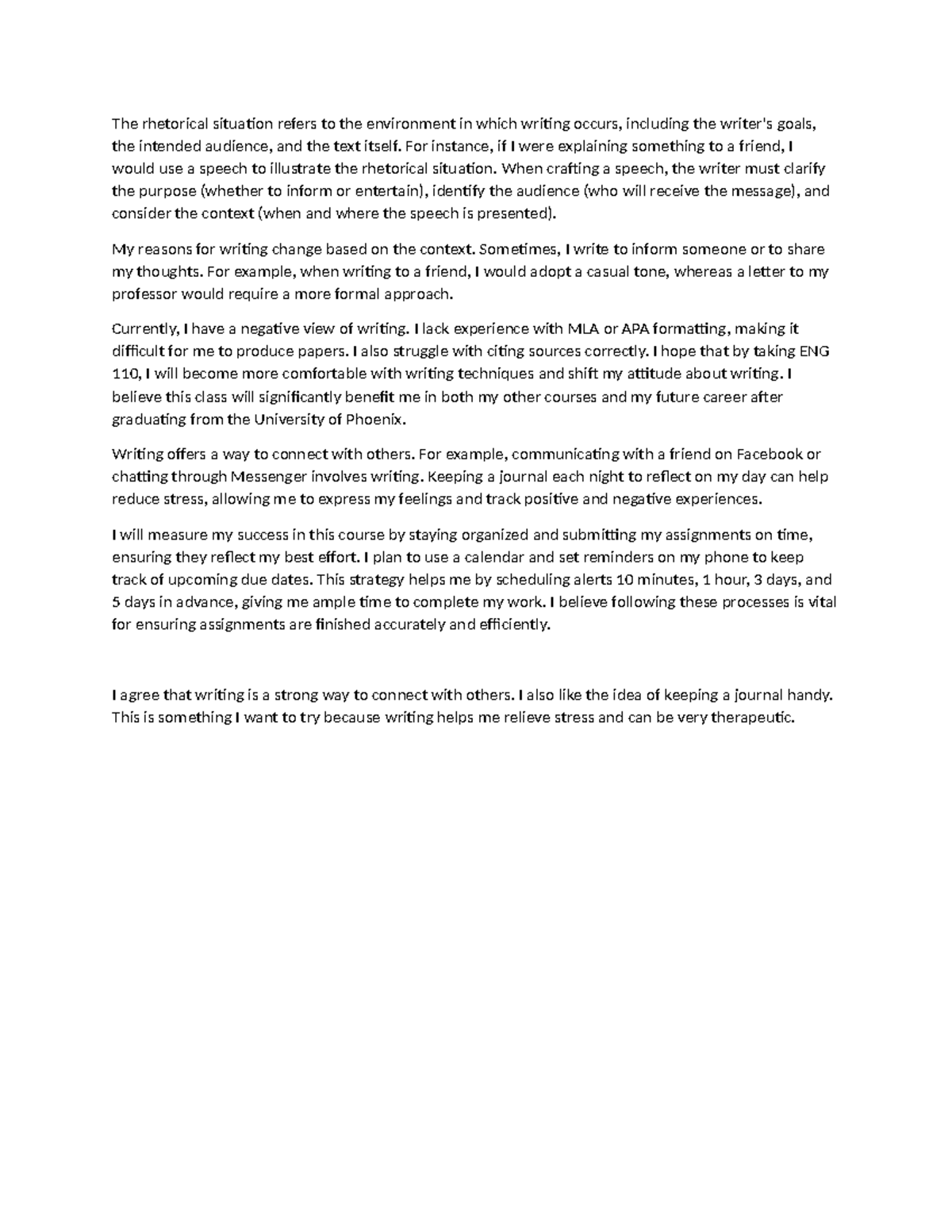 ENG 101 discussion week 1 - The rhetorical situation refers to the ...