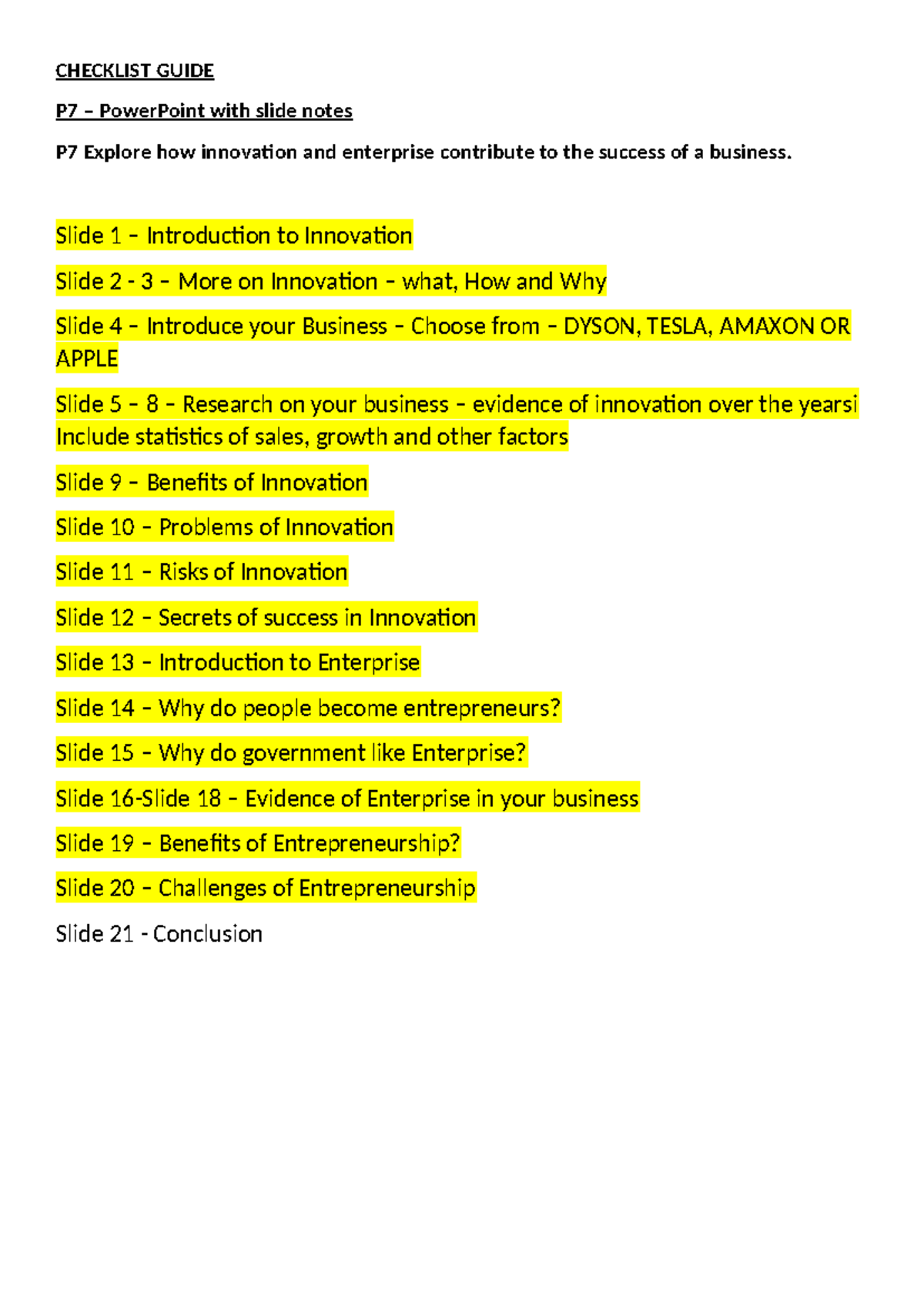 Assignment 3 Helpsheet - CHECKLIST GUIDE P7 – PowerPoint with slide ...