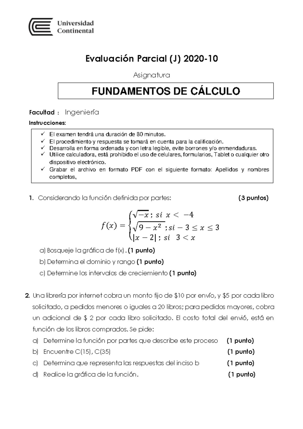 Parcial 2020 - Warning: TT: undefined function: 32 Evaluación Parcial (J) 2020- Asignatura ...