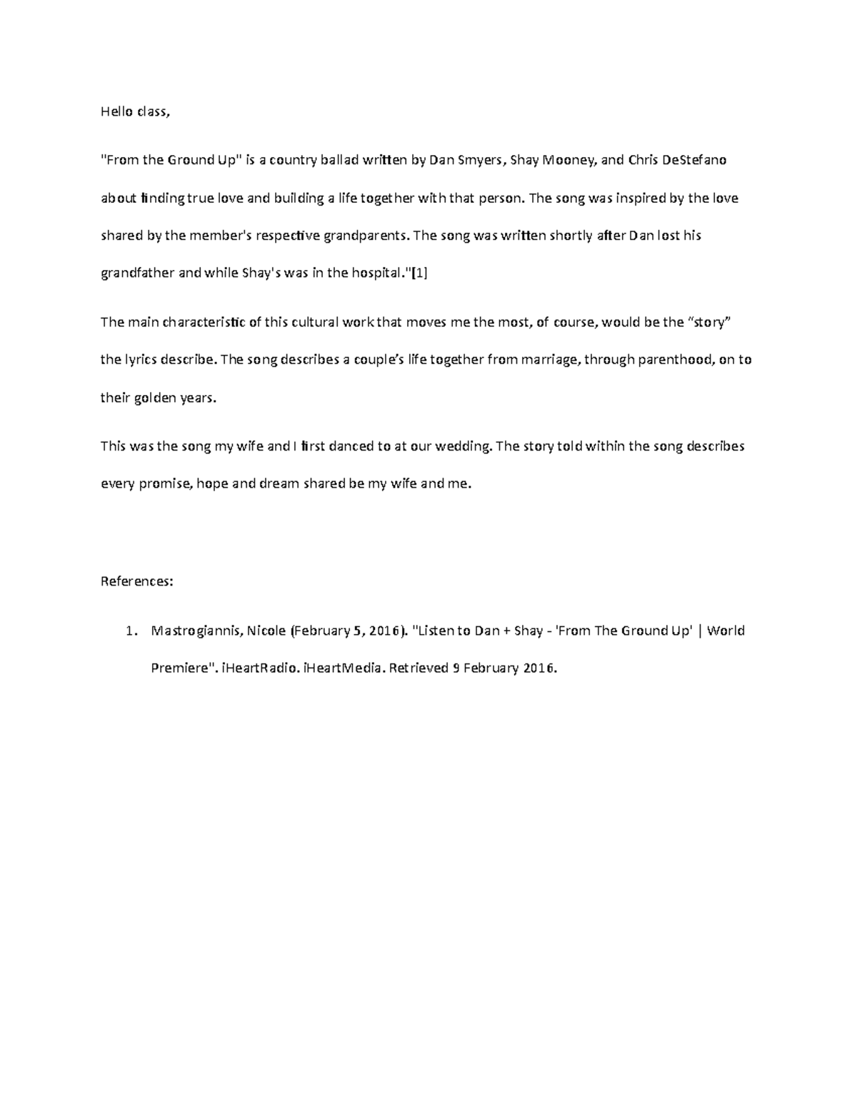 2-1 discussion Cultural work and its value - Hello class, "From the ...