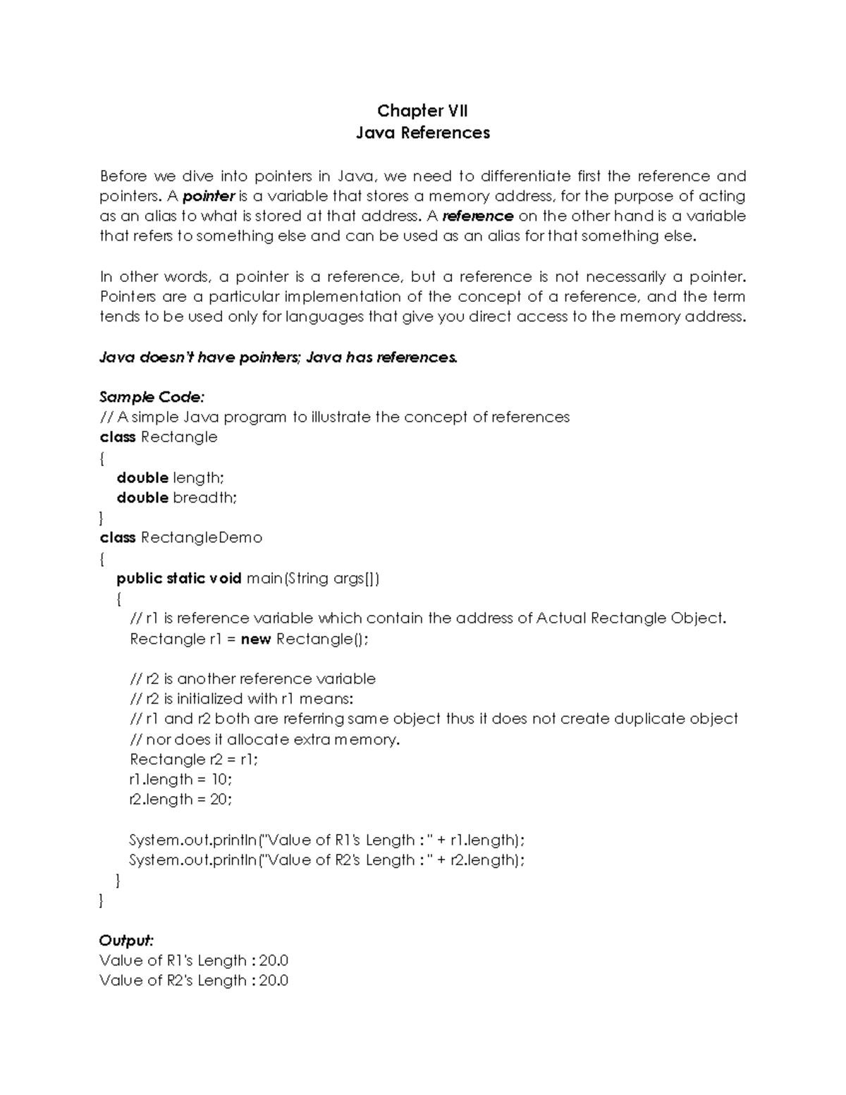 Module 7 - Java References - Chapter VII Java References Before we dive into pointers in Java ...