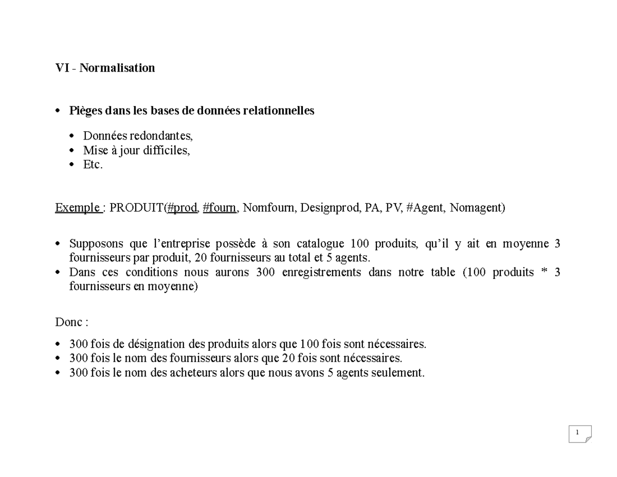 Normalisation Vi Normalisation Pièges Dans Les Bases De Données