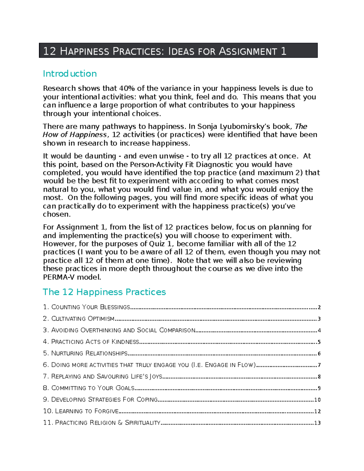 12 Happiness Practices - Ideas - 12 HAPPINESS PRACTICES: IDEAS FOR ...