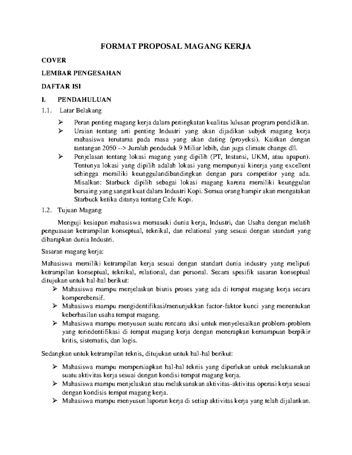 Format Proposal Magang Kerja - FORMAT PROPOSAL MAGANG KERJA COVER ...
