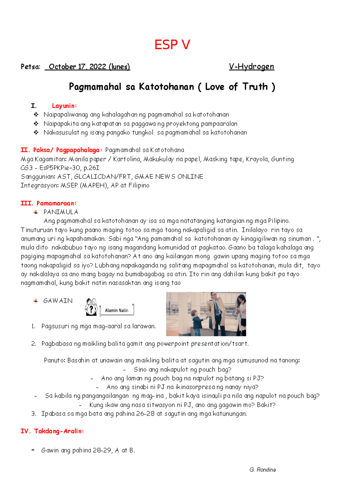 ESP-5-Week 7.1 1st Q - NONE - ESP V Petsa: October 17, 2022 (lunes) V ...