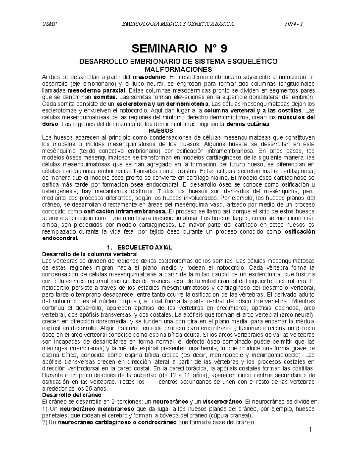 SEM 9 Articular Y EsqueléTICO 5 - SEMINARIO N° 9 DESARROLLO EMBRIONARIO DE SISTEMA ESQUELÉTICO ...