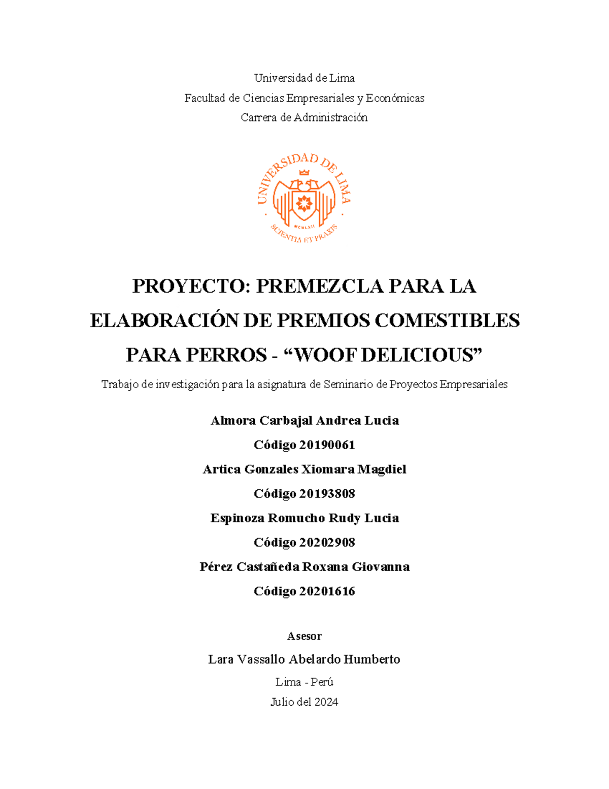 G4 Alimentos Mascotas WOOF Delicious Final - Universidad de Lima ...