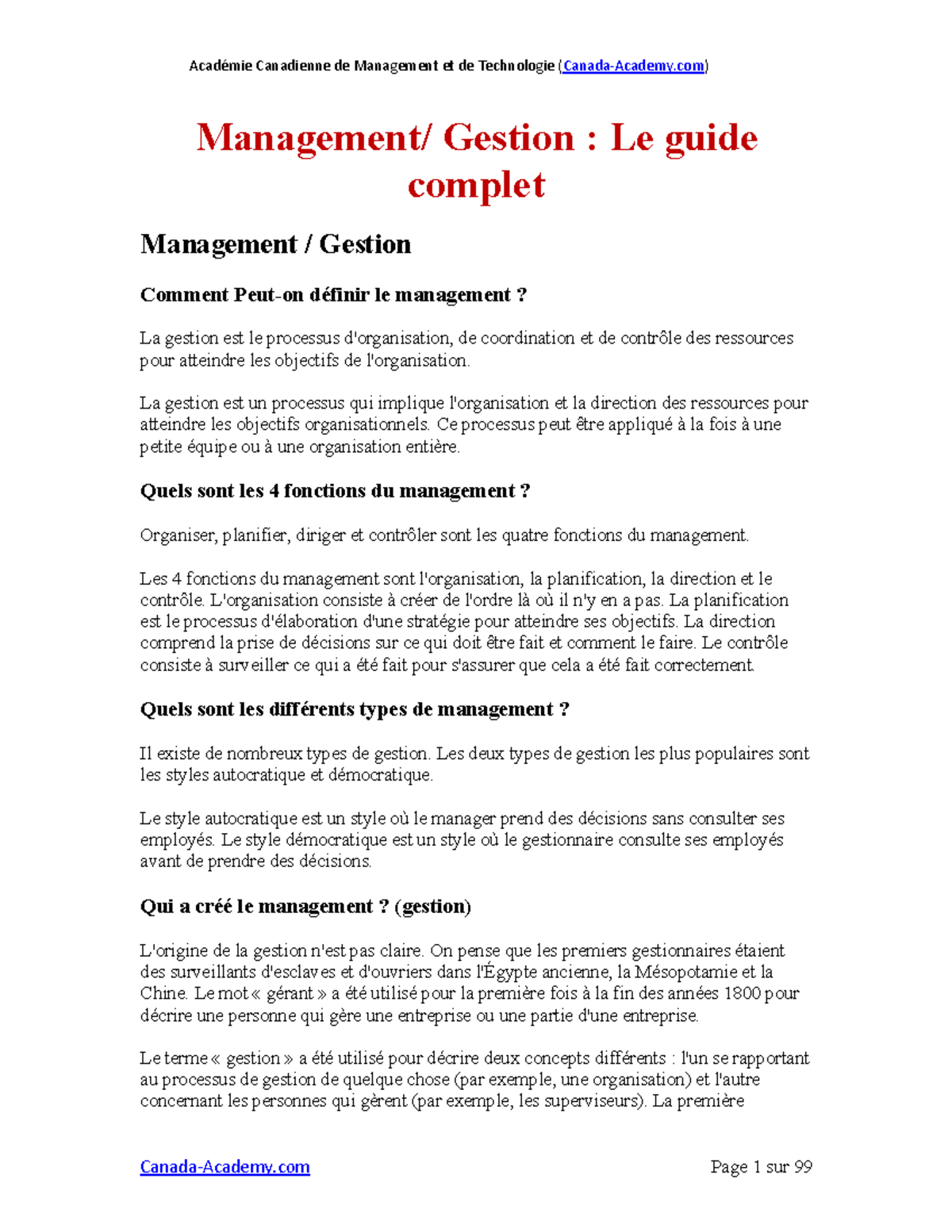 Guide complet gestion management - Management/ Gestion : Le guide ...