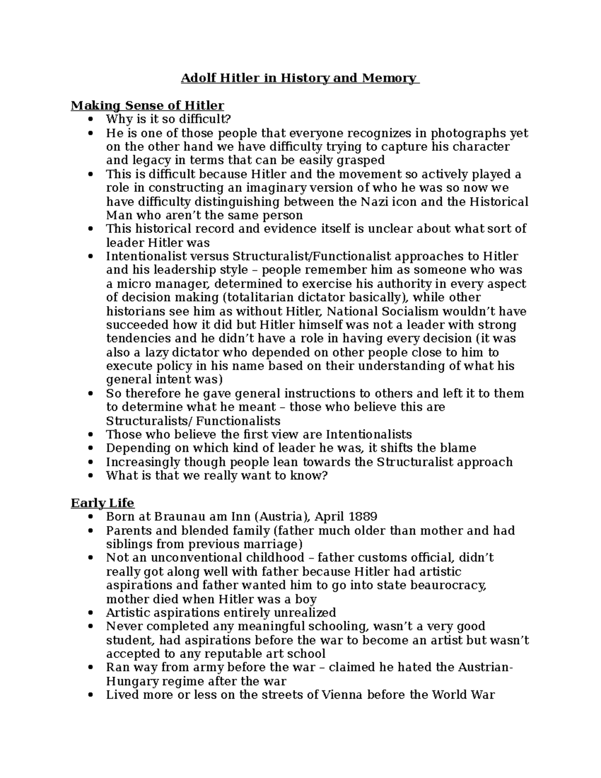 Adolf Hitler in History and Memory - Studocu