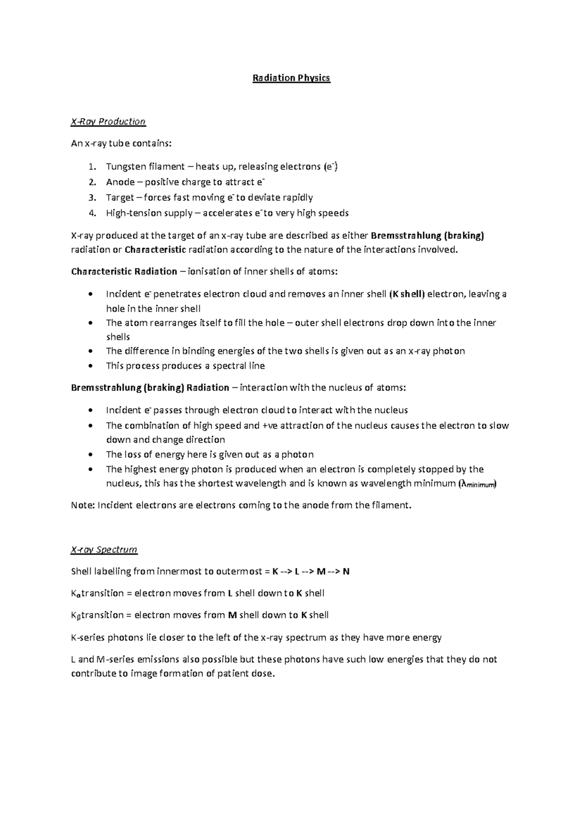 Radiation Physics - Radiation Physics X-Ray Production An x-ray tube ...