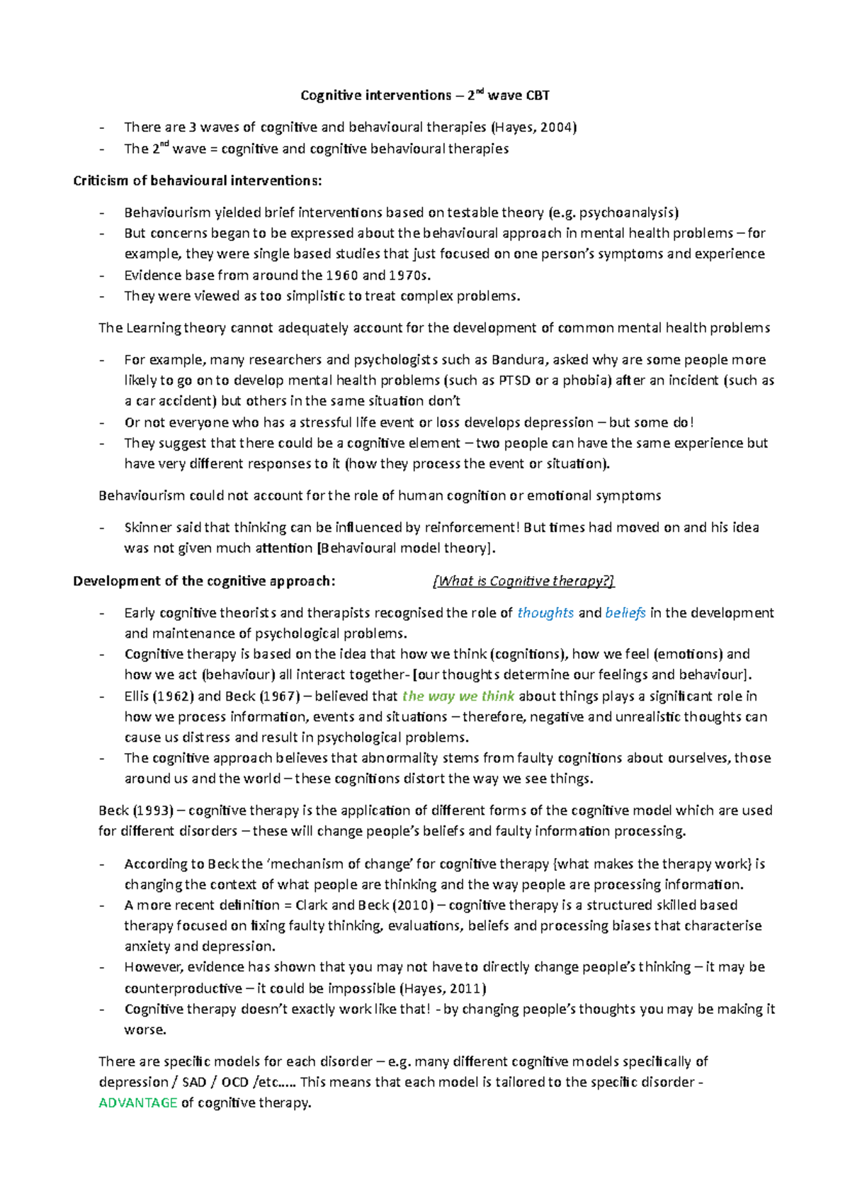 2nd wave - cognitive interventions - Cognitive interventions – 2nd wave ...