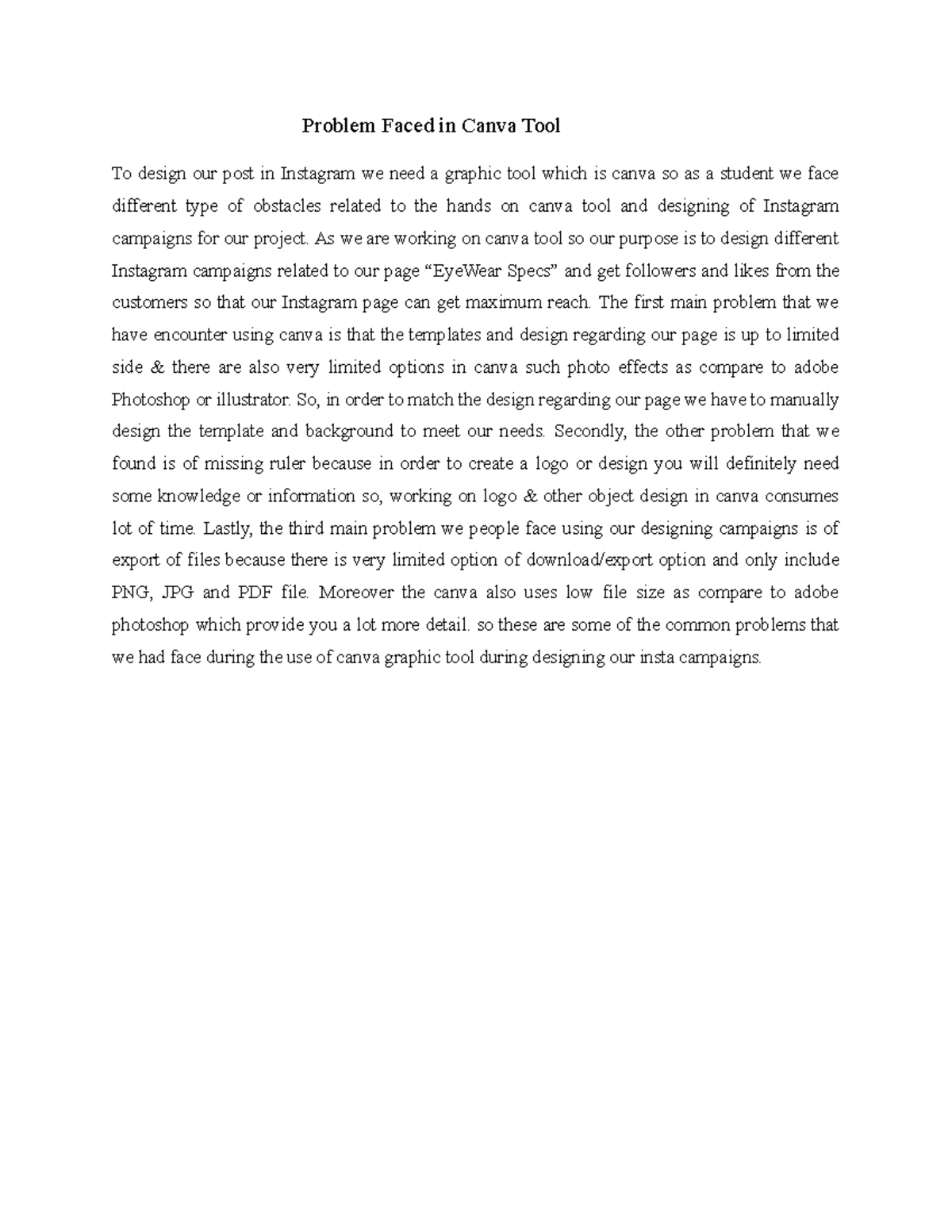 Problems faced by us related to canva - Problem Faced in Canva Tool To ...