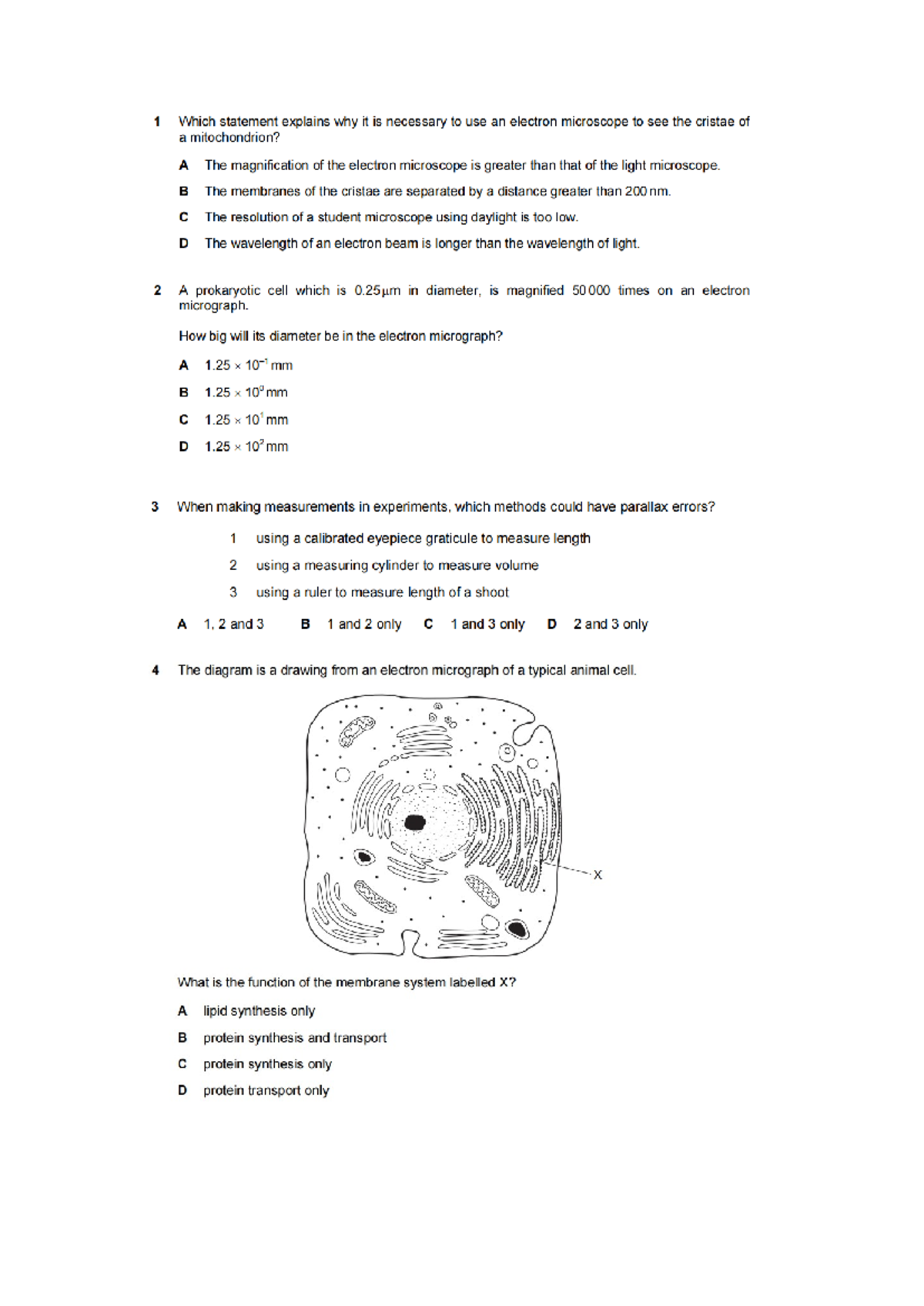 Multiple-choice questions in biology, not very difficult - 1 Which ...