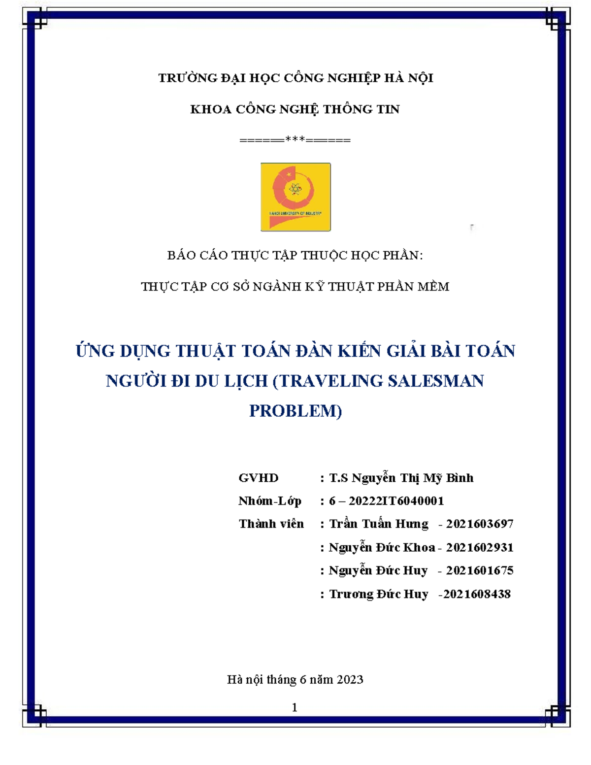 BAN BAO CAO Ttcsn - BTL - TRƯỜNG ĐẠI HỌC CÔNG NGHIỆP HÀ NỘI KHOA CÔNG NGHỆ THÔNG TIN ...