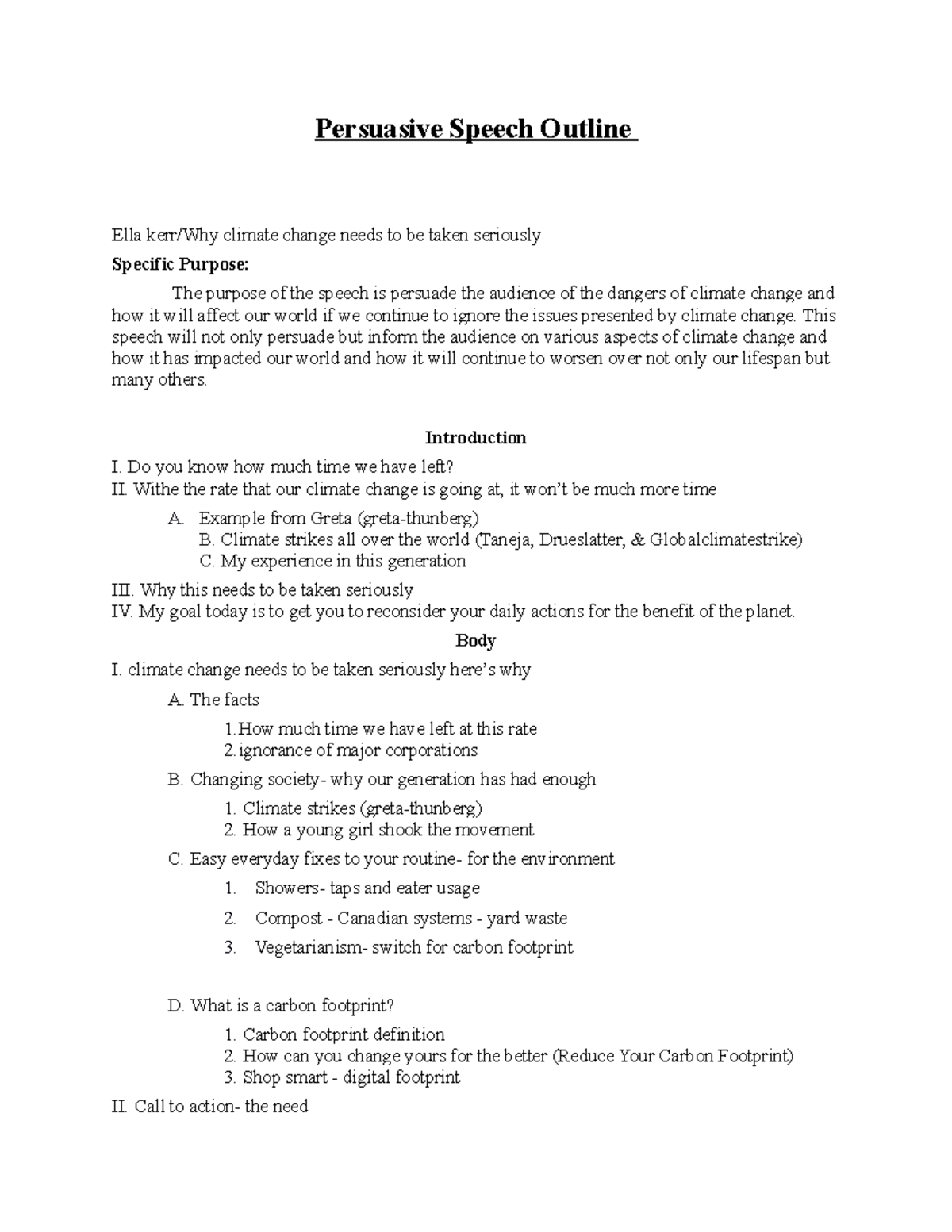 Persuasive Speech Outline - This speech will not only persuade but ...