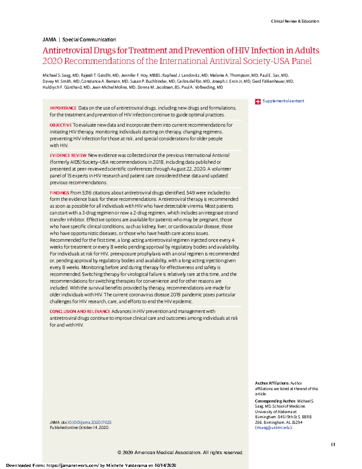 Arv 2020 - Articulo relacionado al tratamiento actual para el VIH ...