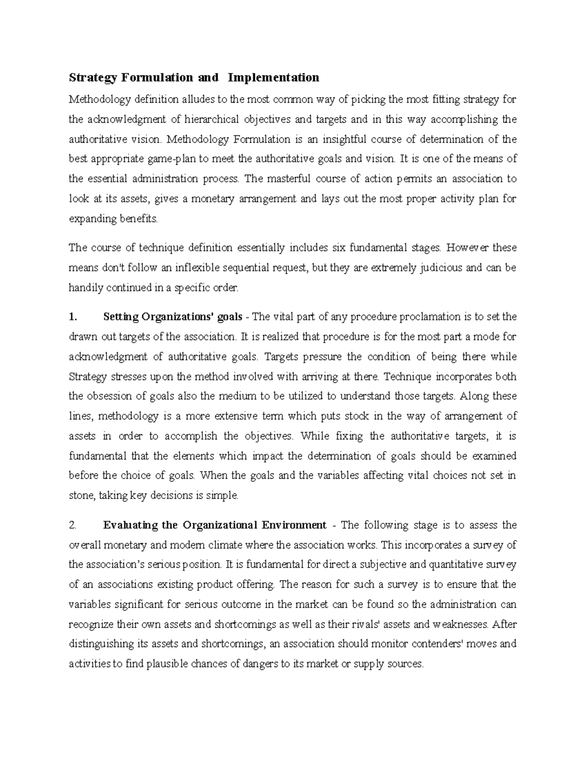 Strategy Formulation and Implementation - Strategy Formulation and ...