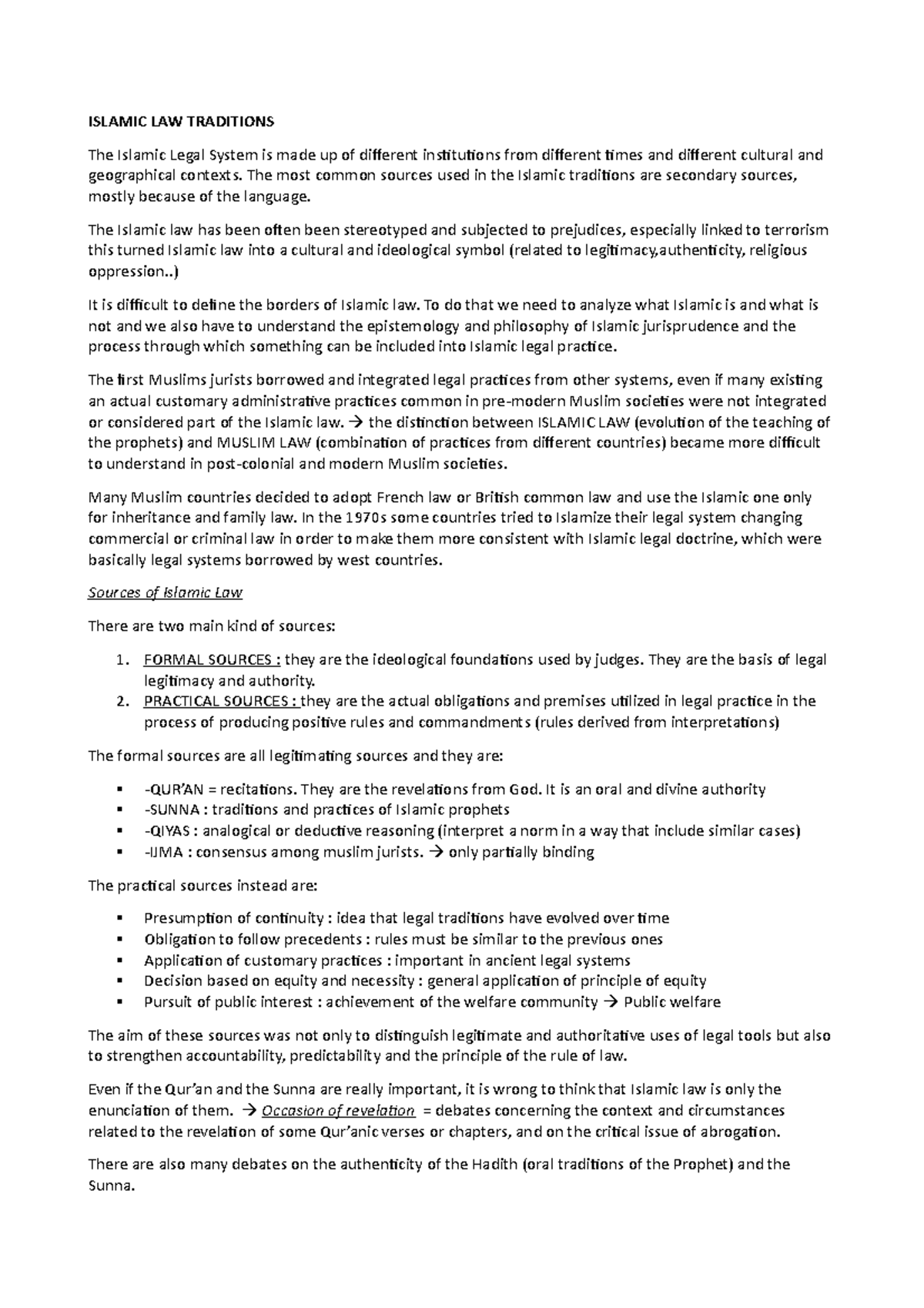 Riassunto Islamic LAW Traditions - ISLAMIC LAW TRADITIONS The Islamic ...