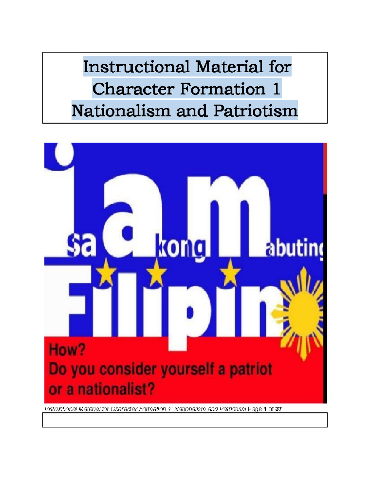 Module 3- Final Grading- Chfnap 1- Nationalism-AND- Patriotism- Color ...