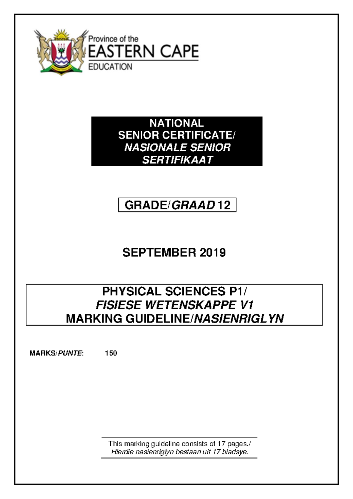 Physical SC P1 MEMO GR12 SEPT 2019 Mod - NATIONAL SENIOR CERTIFICATE ...