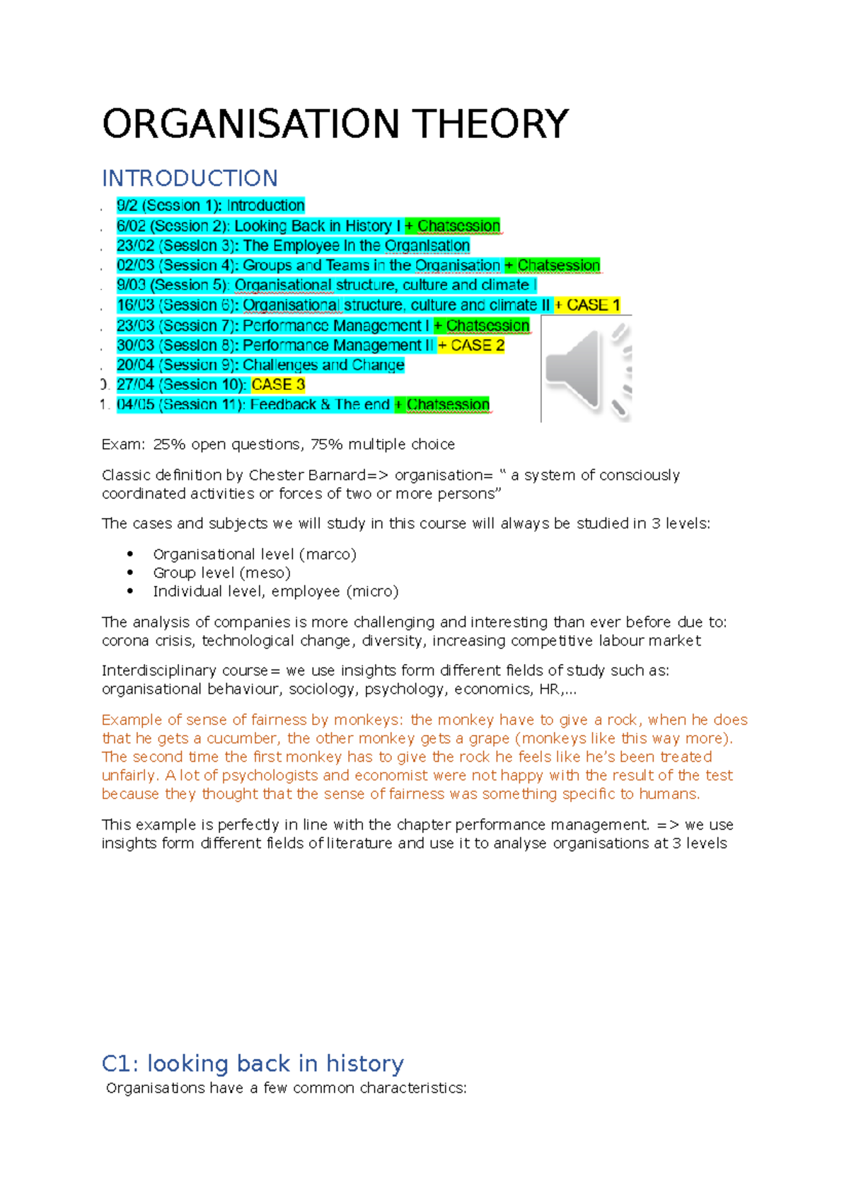 Organisation Theory - ORGANISATION THEORY INTRODUCTION Exam: 25% open ...