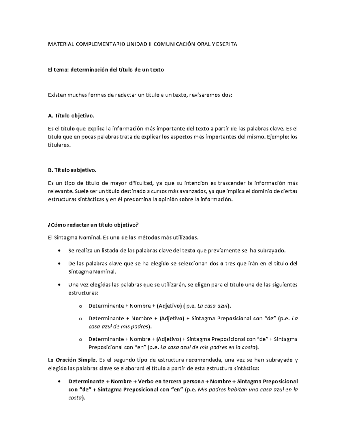 Material Complementario Unidad II COYE 2023 CÓMO Titular - MATERIAL COMPLEMENTARIO UNIDAD II ...