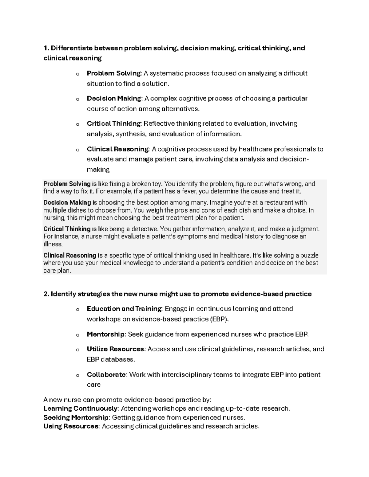 Emergency Nursing - Differentiate between problem solving, decision ...