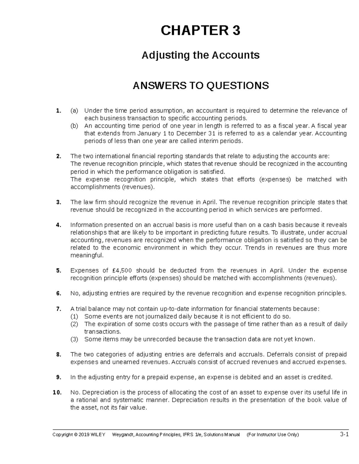 Ch03 - 문제 풀이 - CHAPTER 3 Adjusting the Accounts ANSWERS TO QUESTIONS (a) Under the time period ...