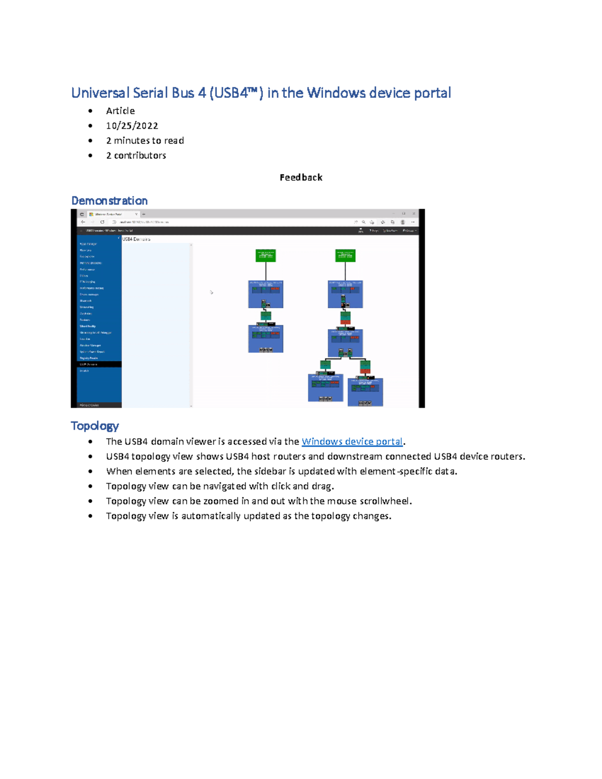 Document 33 (22) - Bob - Universal Serial Bus 4 (USB4™) in the Windows device portal • Article ...