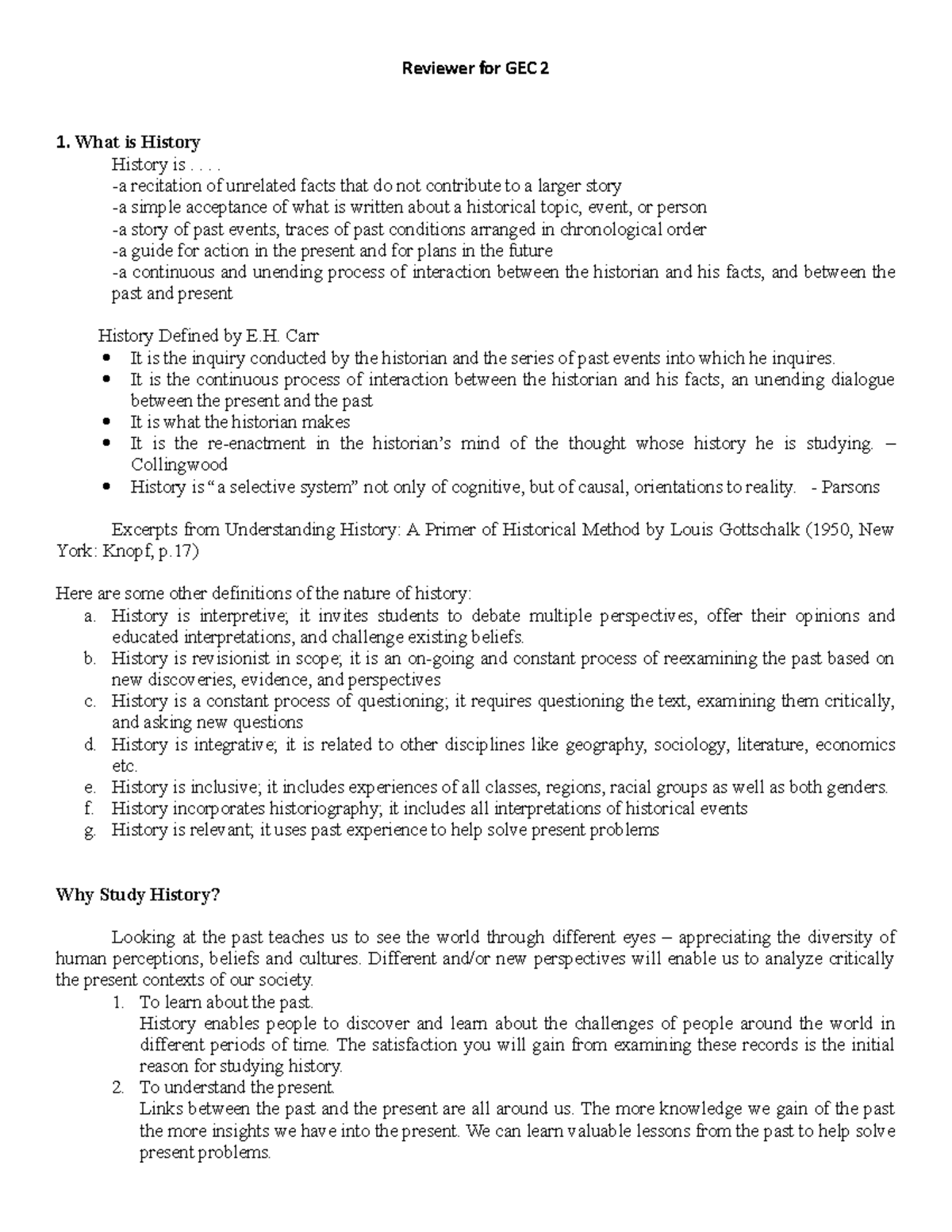 Reviewer for GEC 2 Readings in Philippine History - Reviewer for GEC 2 What is History History ...