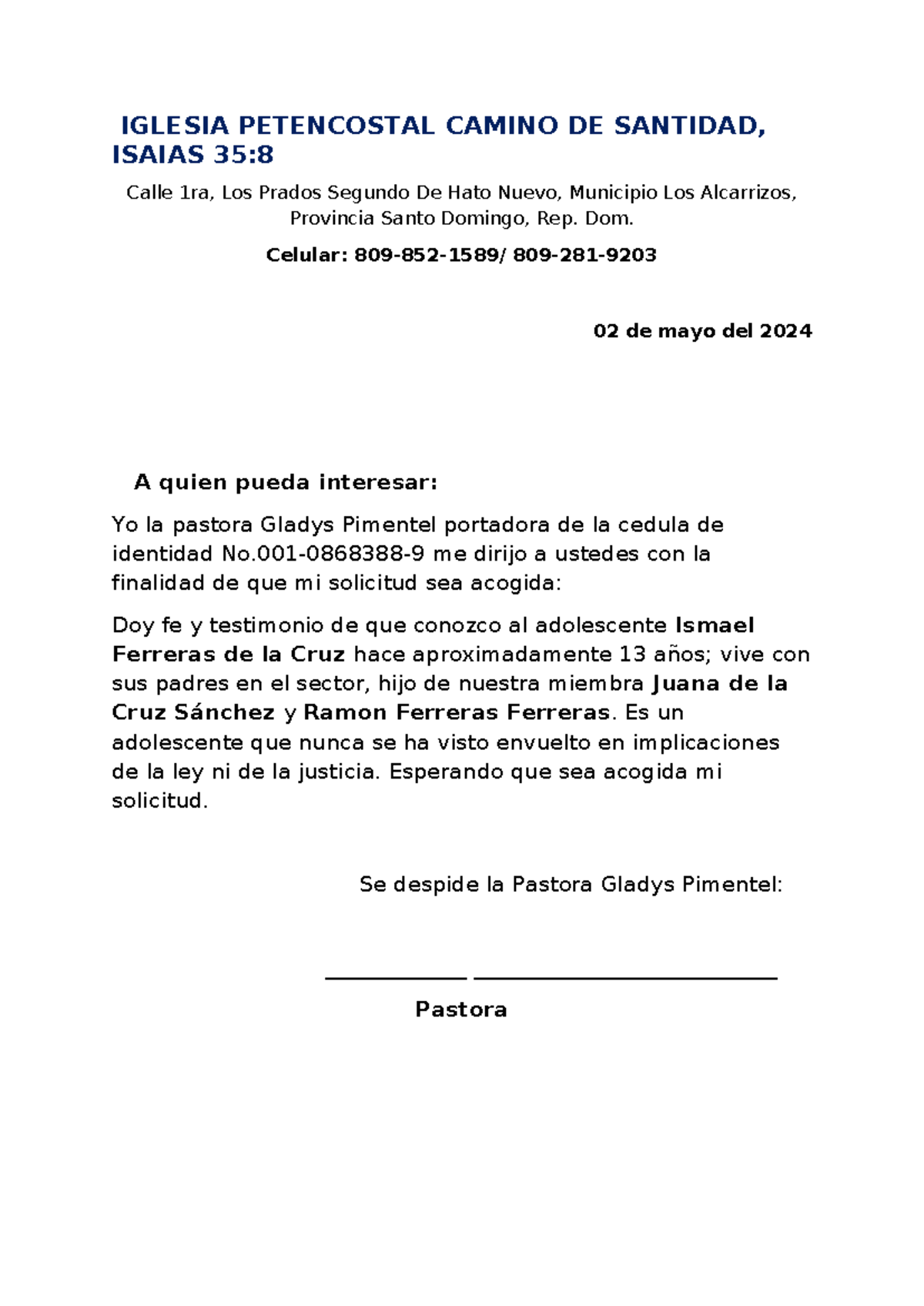 Documento 106 - IGLESIA PETENCOSTAL CAMINO DE SANTIDAD, ISAIAS 35 ...