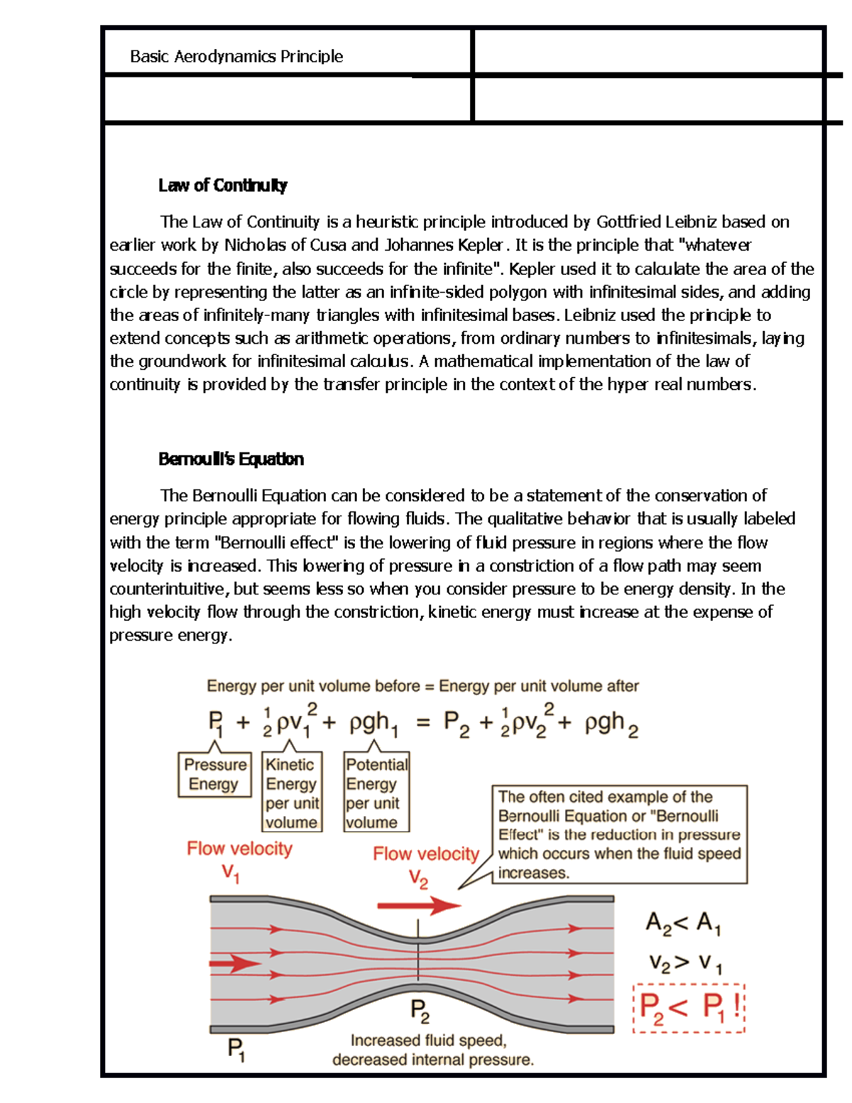 Law-of-Continuity-bernoullis-equation - Tourism - Studocu