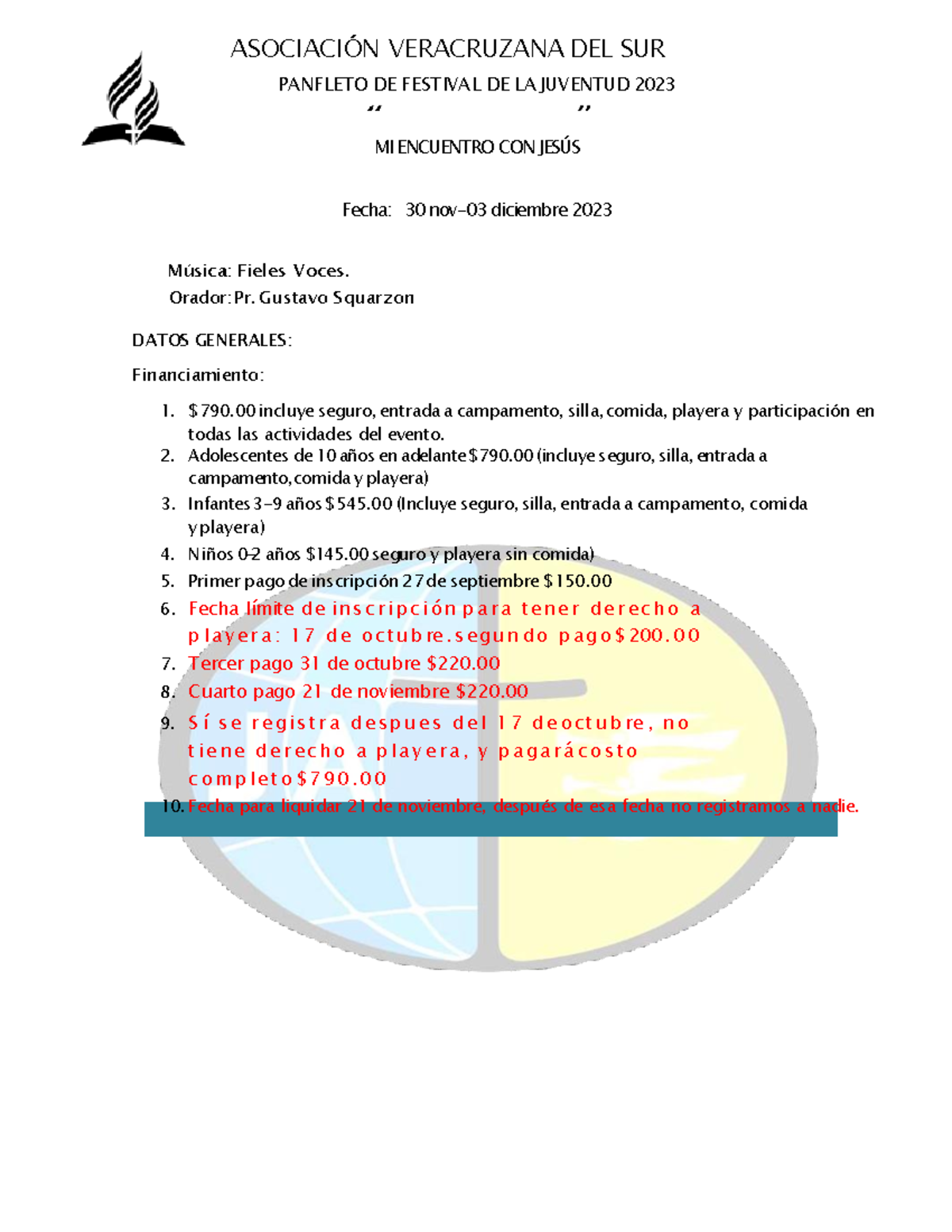 Panfleto Festival Juvenil 2023 - ASOCIACI”N VERACRUZANA DEL SUR ...