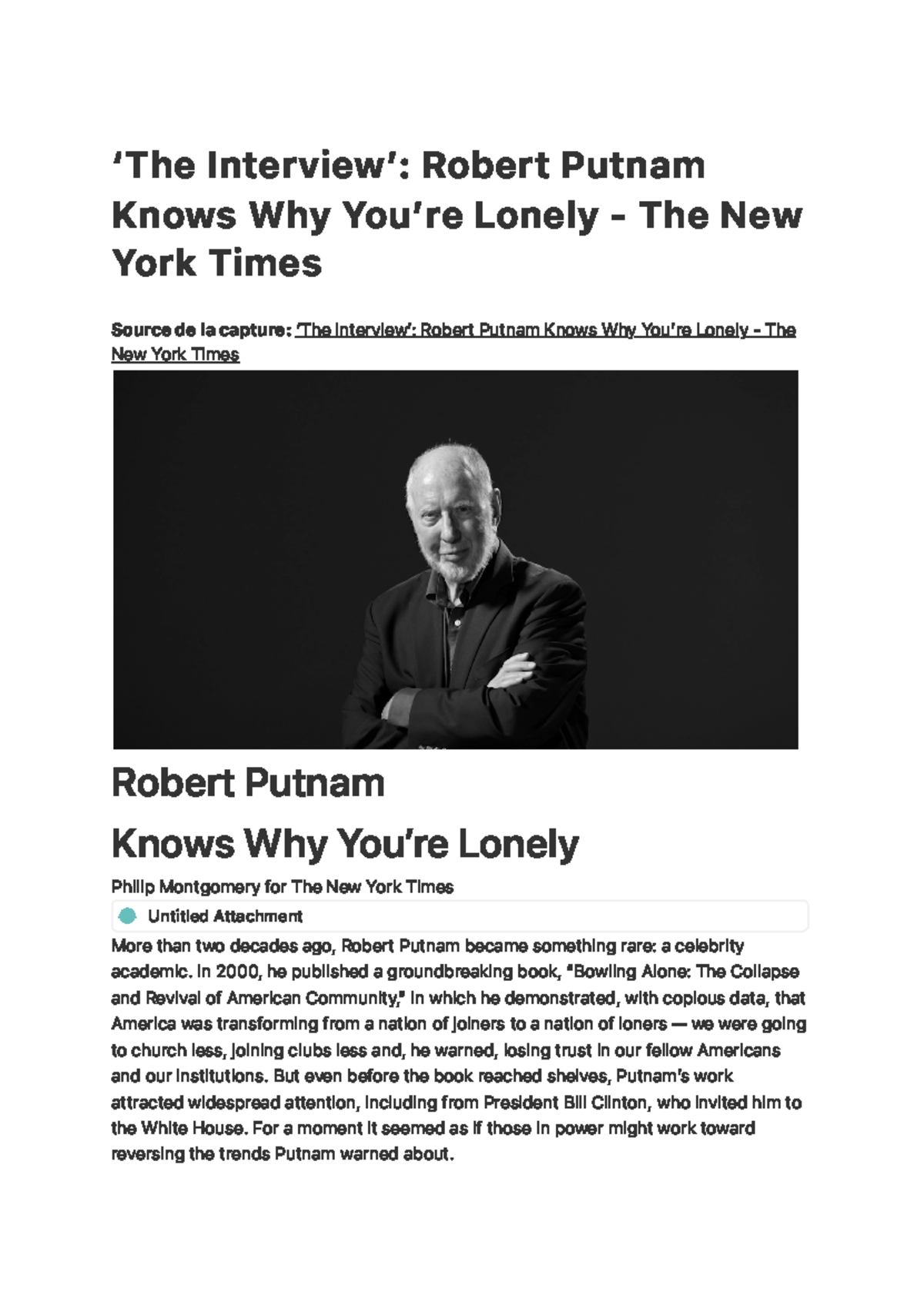 ‘The Interview’ Robert Putnam Knows Why You’re Lonely - The New York ...