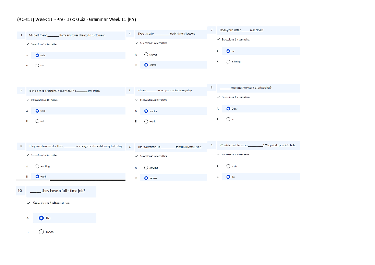 (AC-S11) Week 11 - Pre-Task Quiz - Grammar Week 11 (PA) - Week 11 Quiz Grammar Week 11 (PA) 7 ...