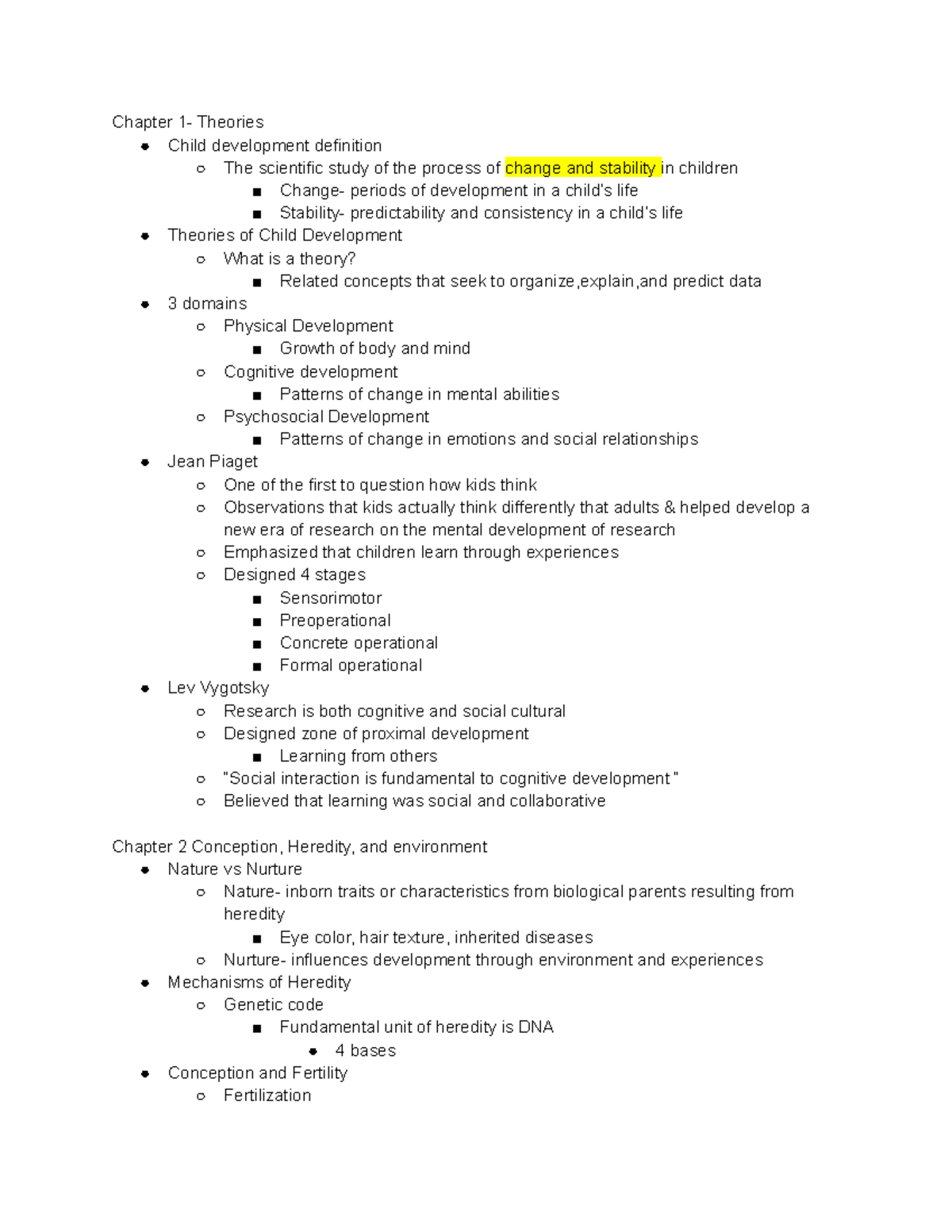 TECA 1354 exam 1 study guide - Chapter 1- Theories Child development definition The scientific ...