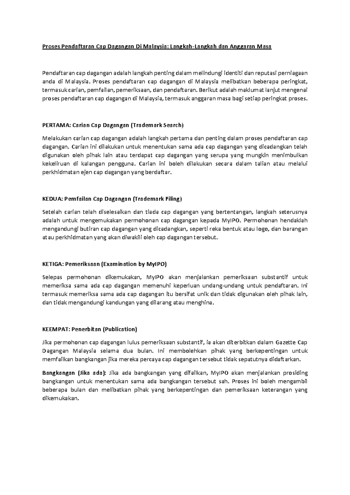 Proses Pendaftaran Cap Dagangan Di Malaysia - Proses pendaftaran cap ...