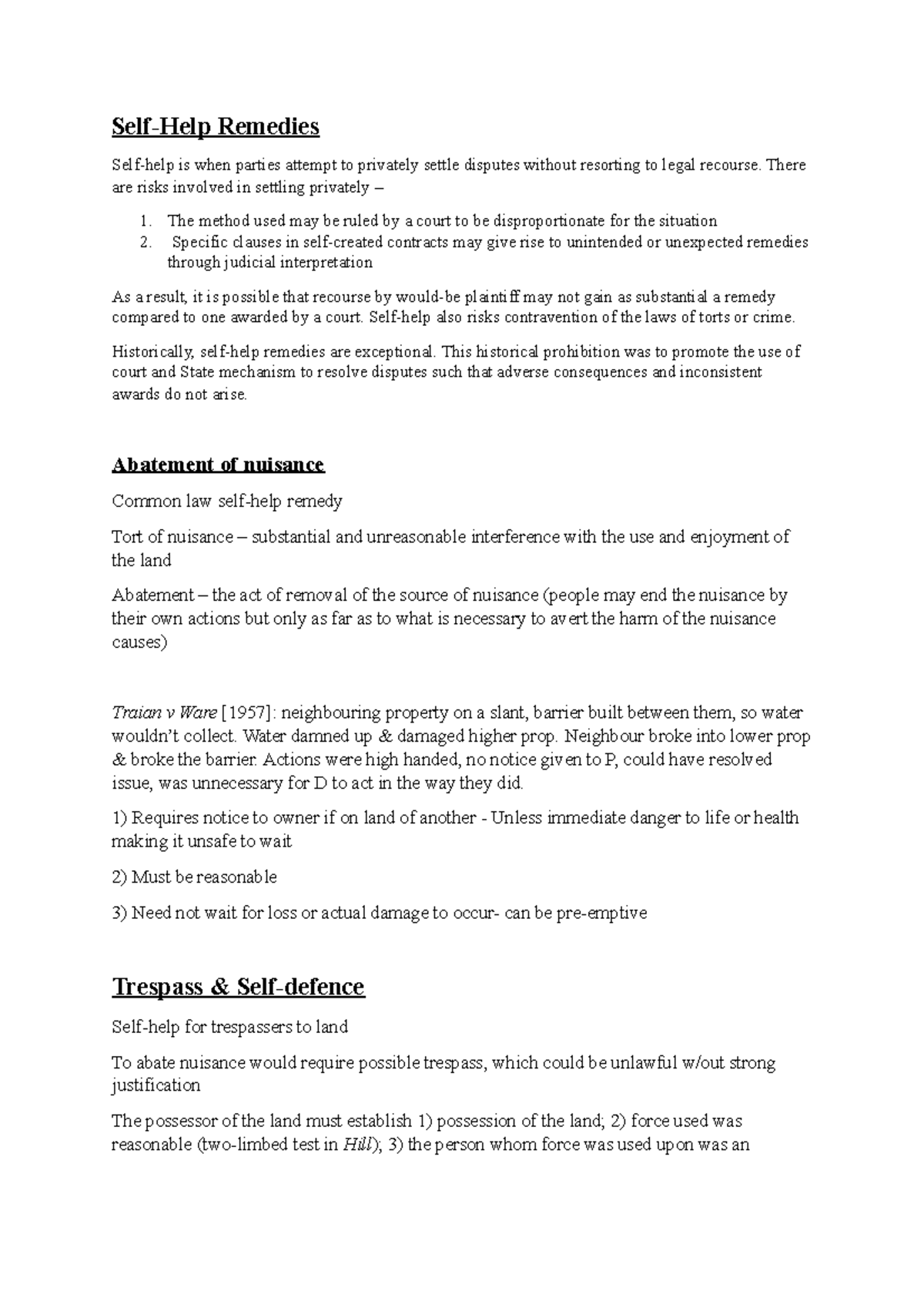 Self-help notes - Nil - Self-Help Remedies Self-help is when parties ...