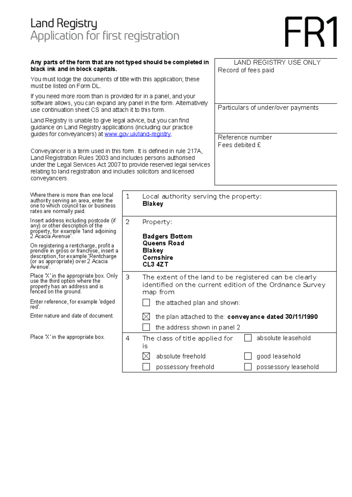 SGS 10 - Form FR1 - Any parts of the form that are not typed should be ...