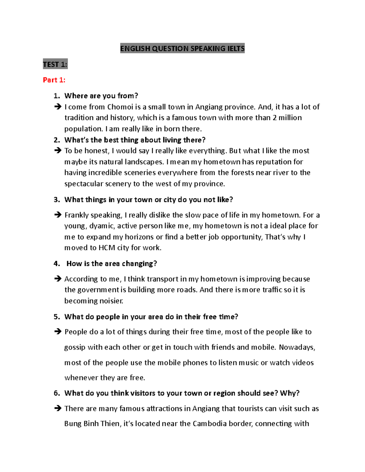 English Question Speaking Ielts - ENGLISH QUESTION SPEAKING IELTS TEST ...