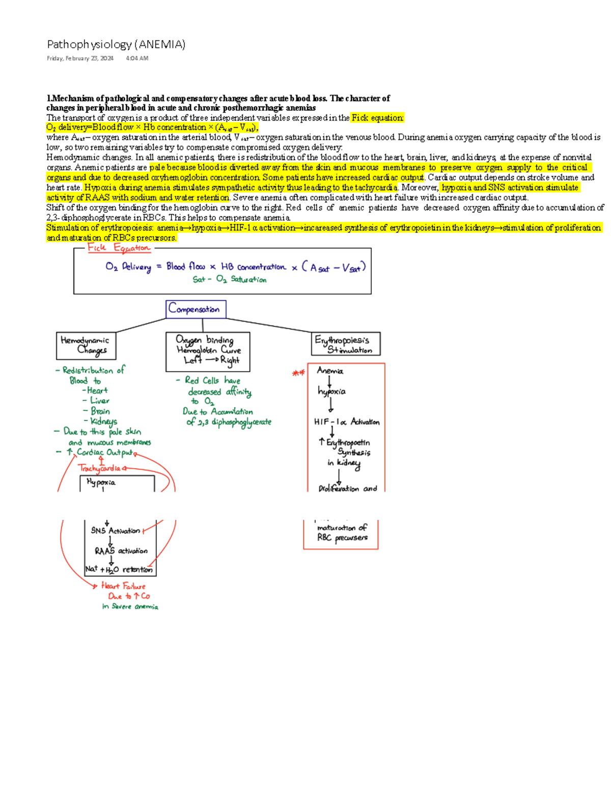 types of anemia and brief notes - 1 of pathological and compensatory ...
