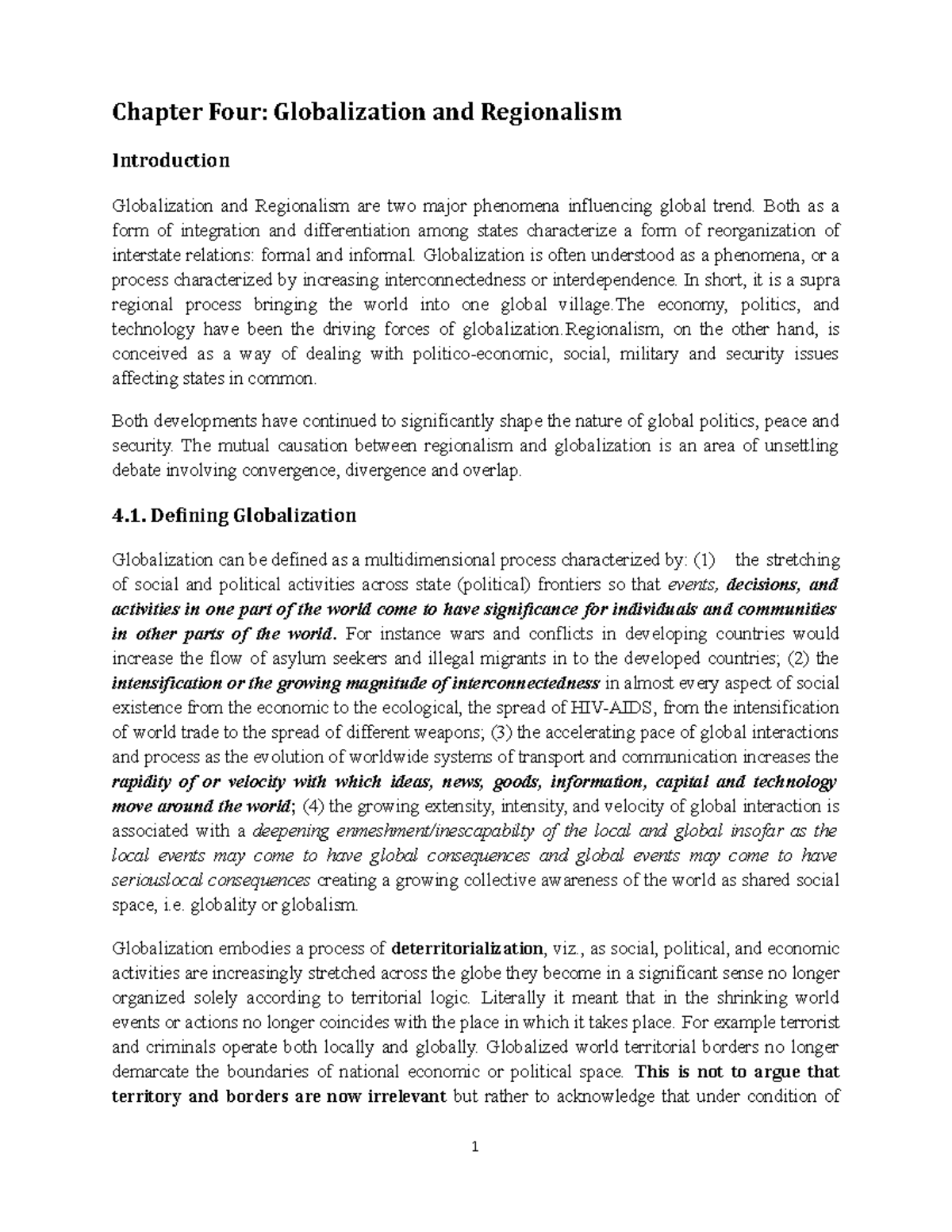4. Chapter Four Global Affairs - Chapter Four: Globalization and ...