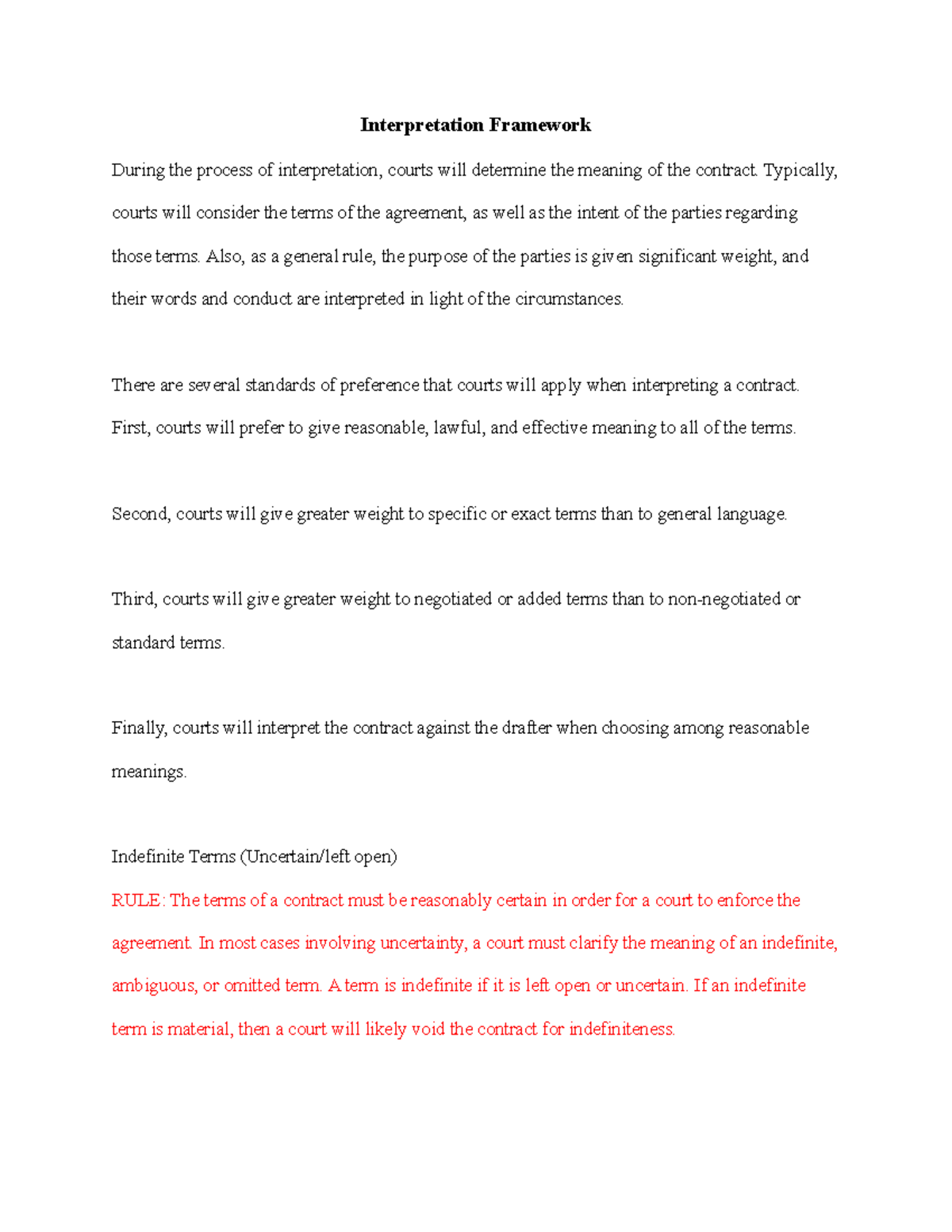 Interpretation Framework LAW 506 - Interpretation Framework During the ...