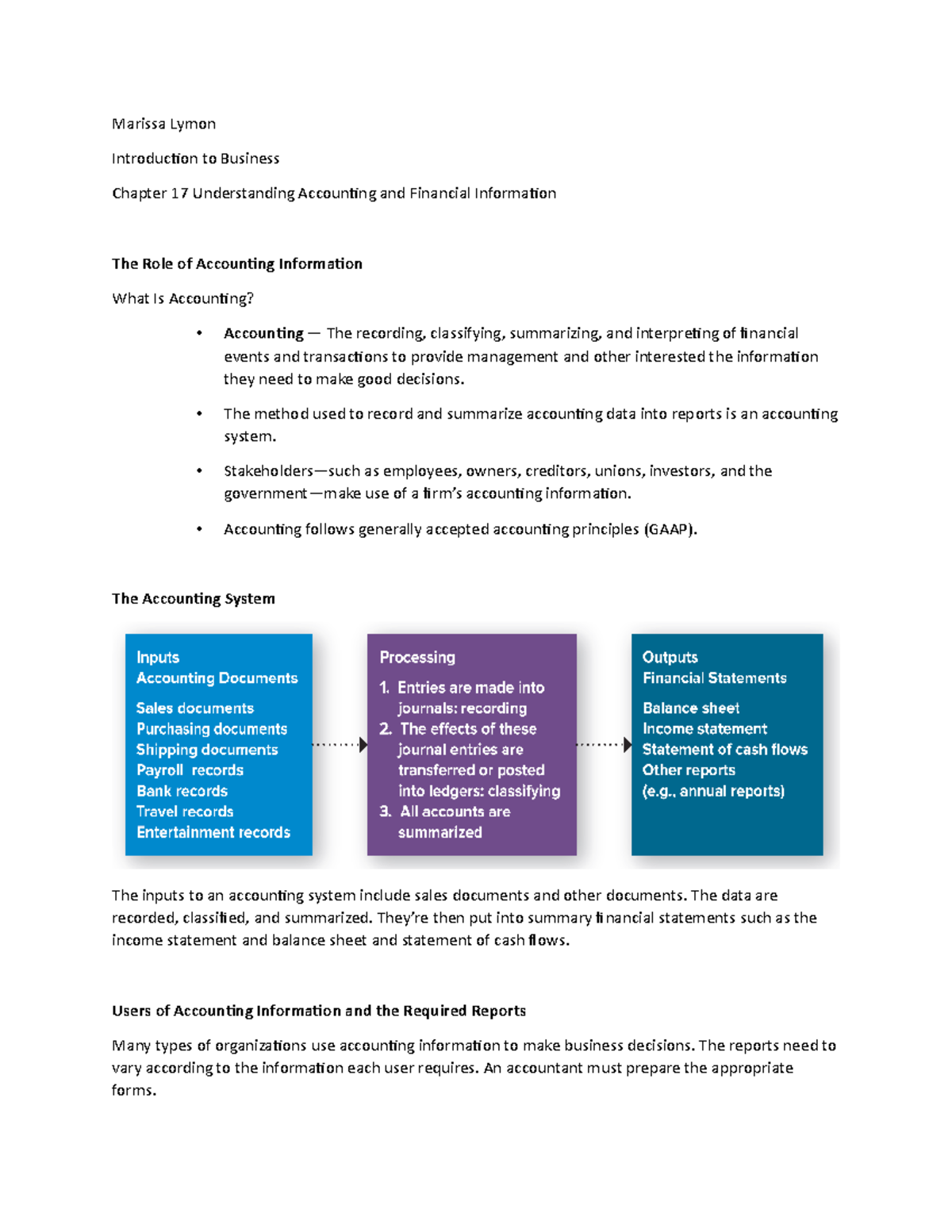 Chapter 17 Understanding Accounting and Financial Information - Marissa ...