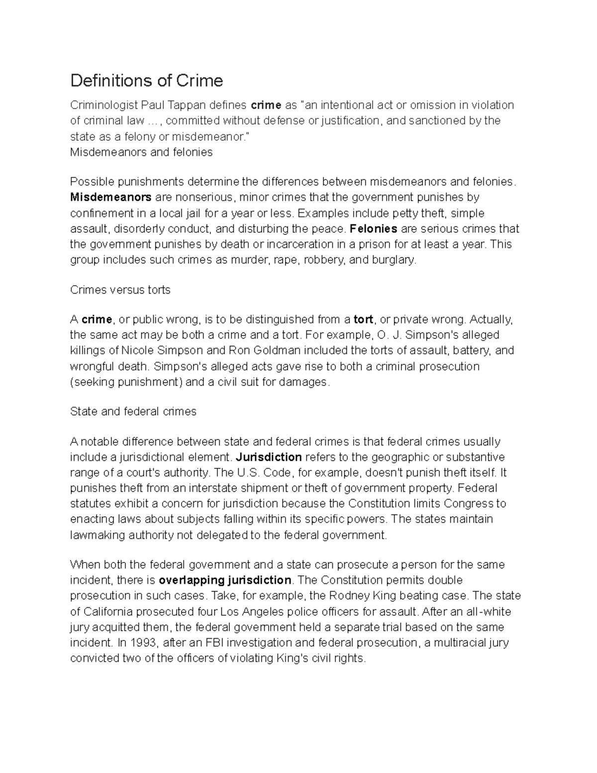 Definitions of Crime - Definitions of Crime Criminologist Paul Tappan ...