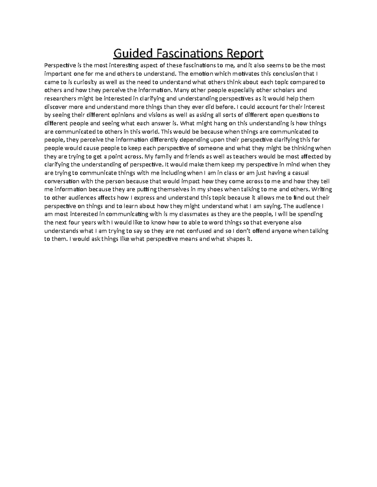 Guided Fascinations Report - Guided Fascinations Report Perspective is ...