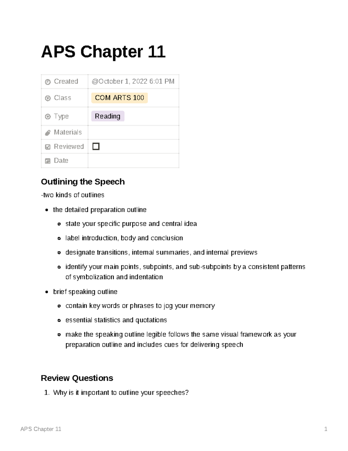 APS Chapter 11 - APS Chapter 11 1 APS Chapter 11 Created Class COM ARTS ...