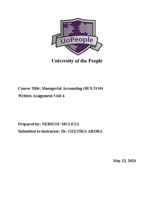Unit5.docx - University of the People Unit-5 Written Assignment HS 4212 ...