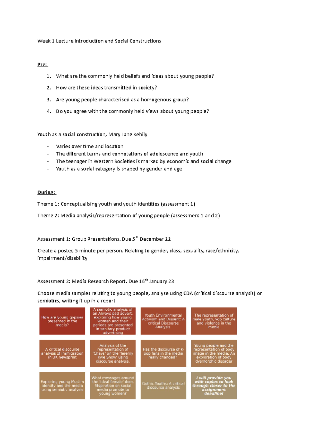 Week 1 Introduction and Social Constructions - Week 1 Lecture Introduction and Social ...